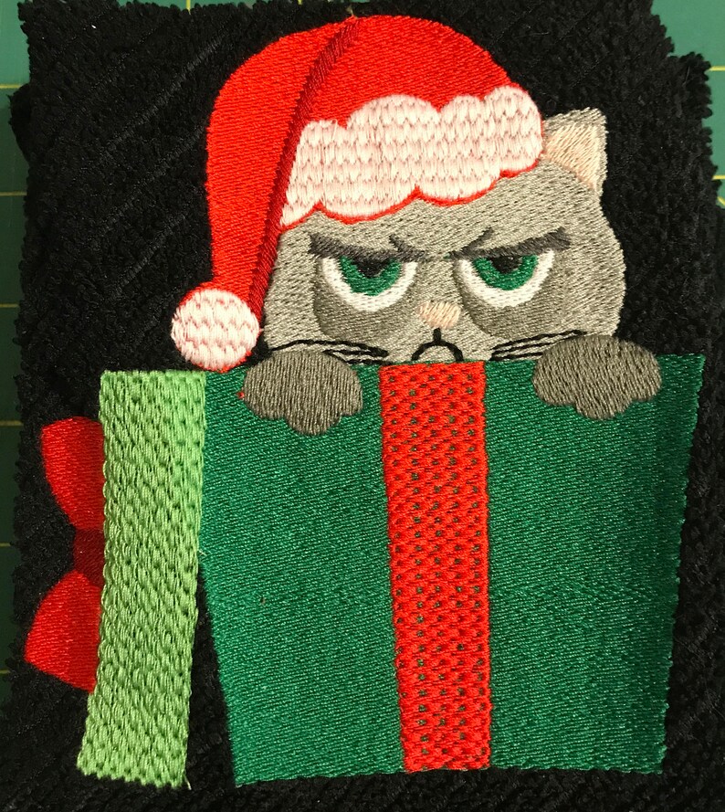 Christmas Grouchy Cat Machine Embroidery Design File Digital Download ...