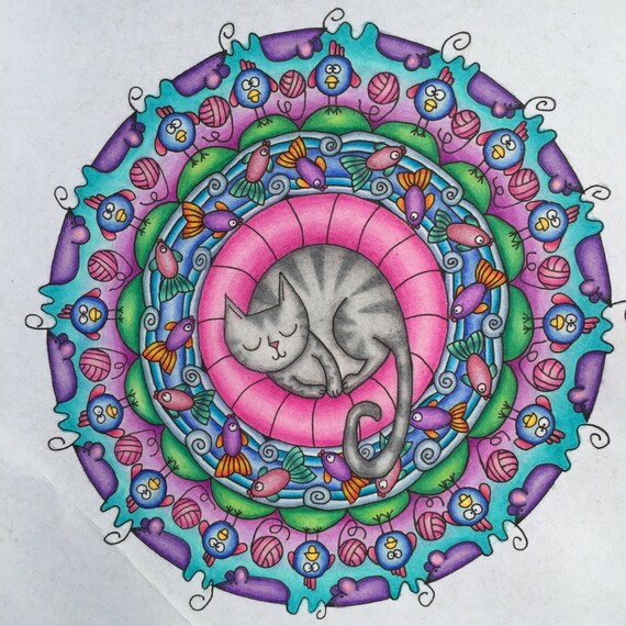 Cat Nap Adult Coloring Page | Etsy
