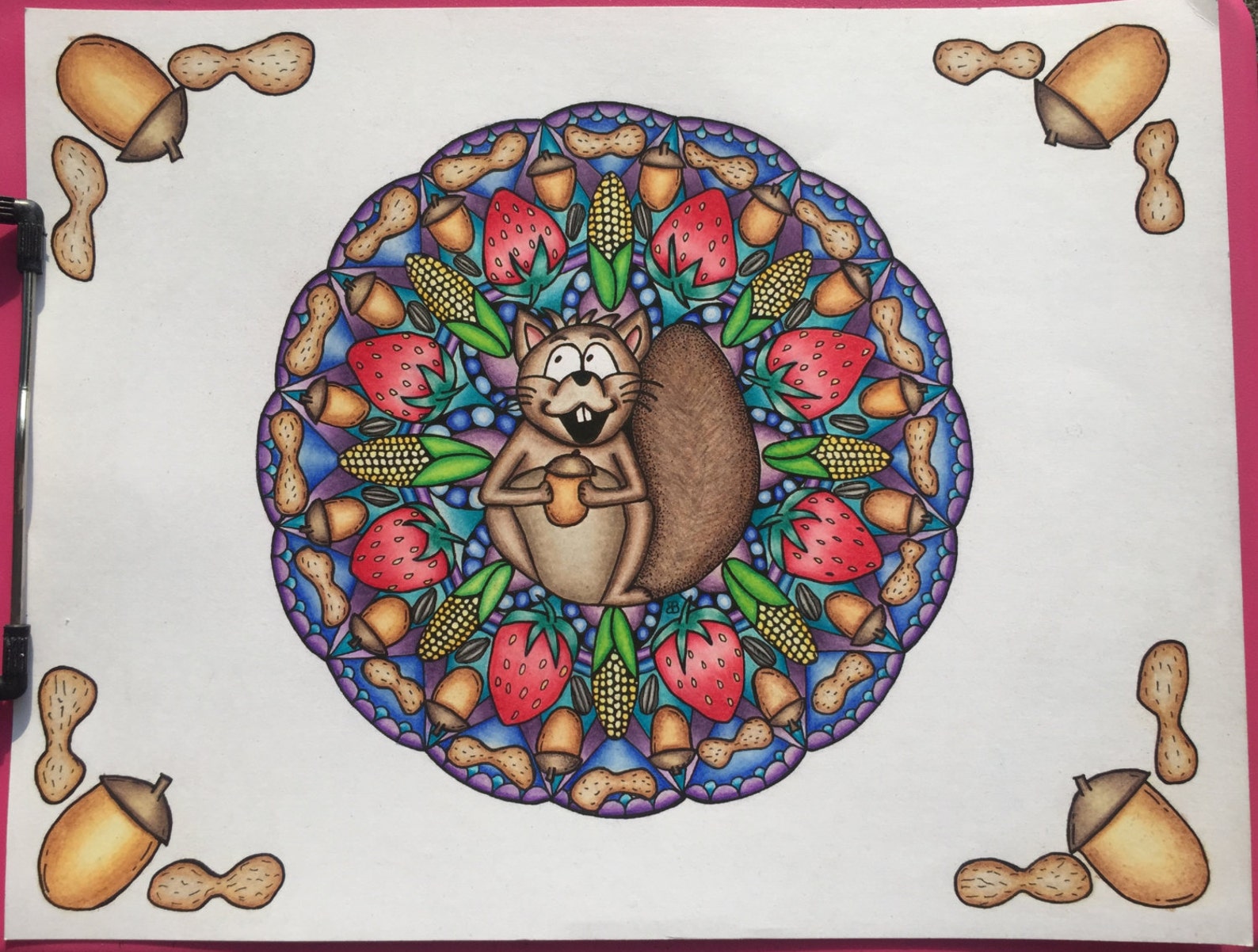 Squirrel Mandala Adult Coloring Page - Etsy