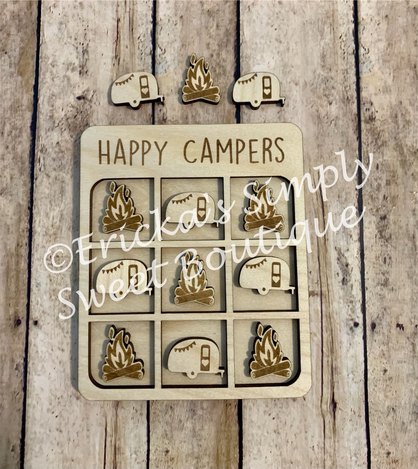 Camping Tic Tac Toe Board Wooden Game Classic Game Camping Gift - Etsy