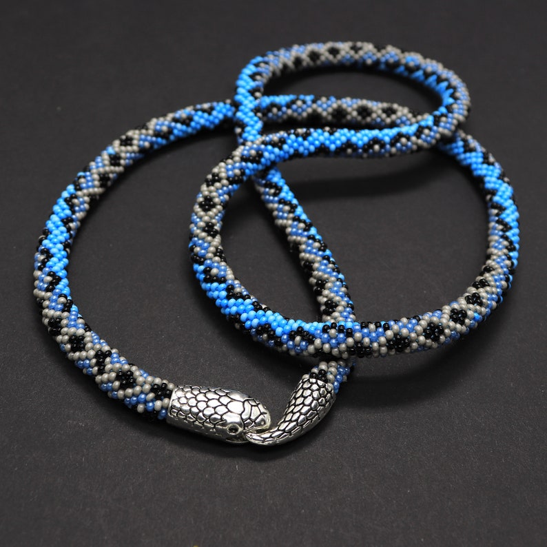Bead Snake Necklace, Snake Choker, Ouroboros, Serpent Jewelry, Viper ...