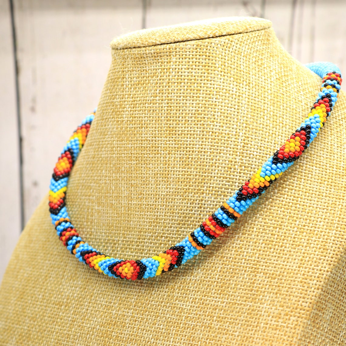 Native Americans Inspired Beaded Necklace Native Beadwork - Etsy