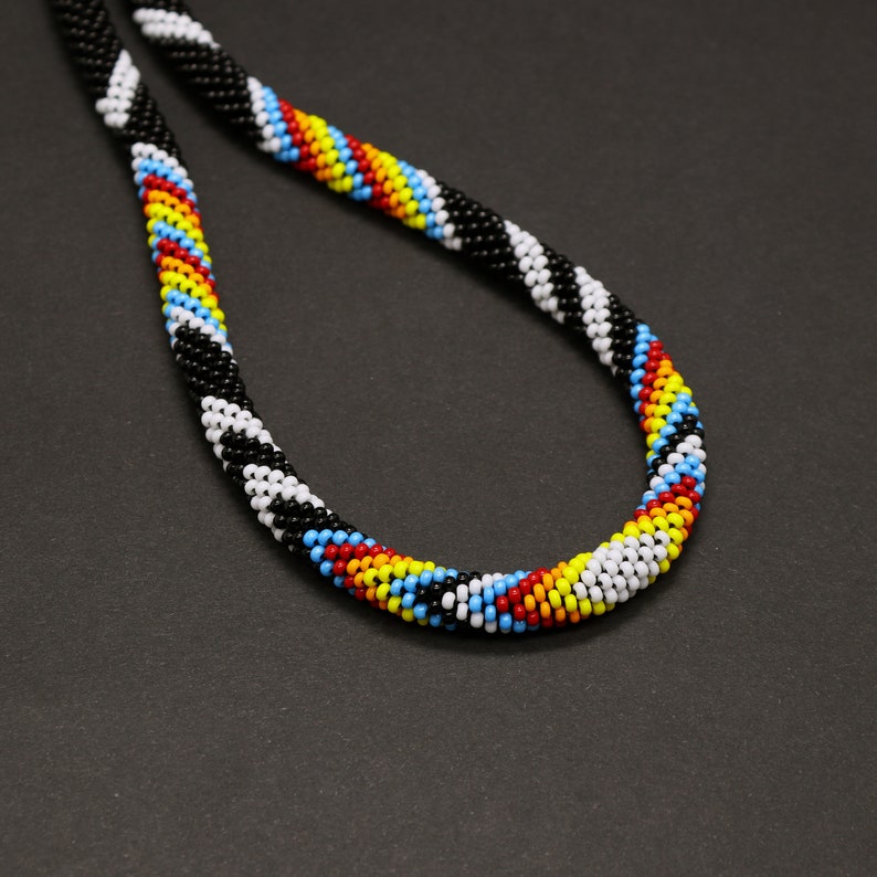 Native Americans Inspired Beaded Necklace Bead Crochet Choker Native ...