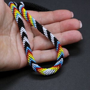 Native Americans Inspired Beaded Necklace Bead Crochet Choker Native ...