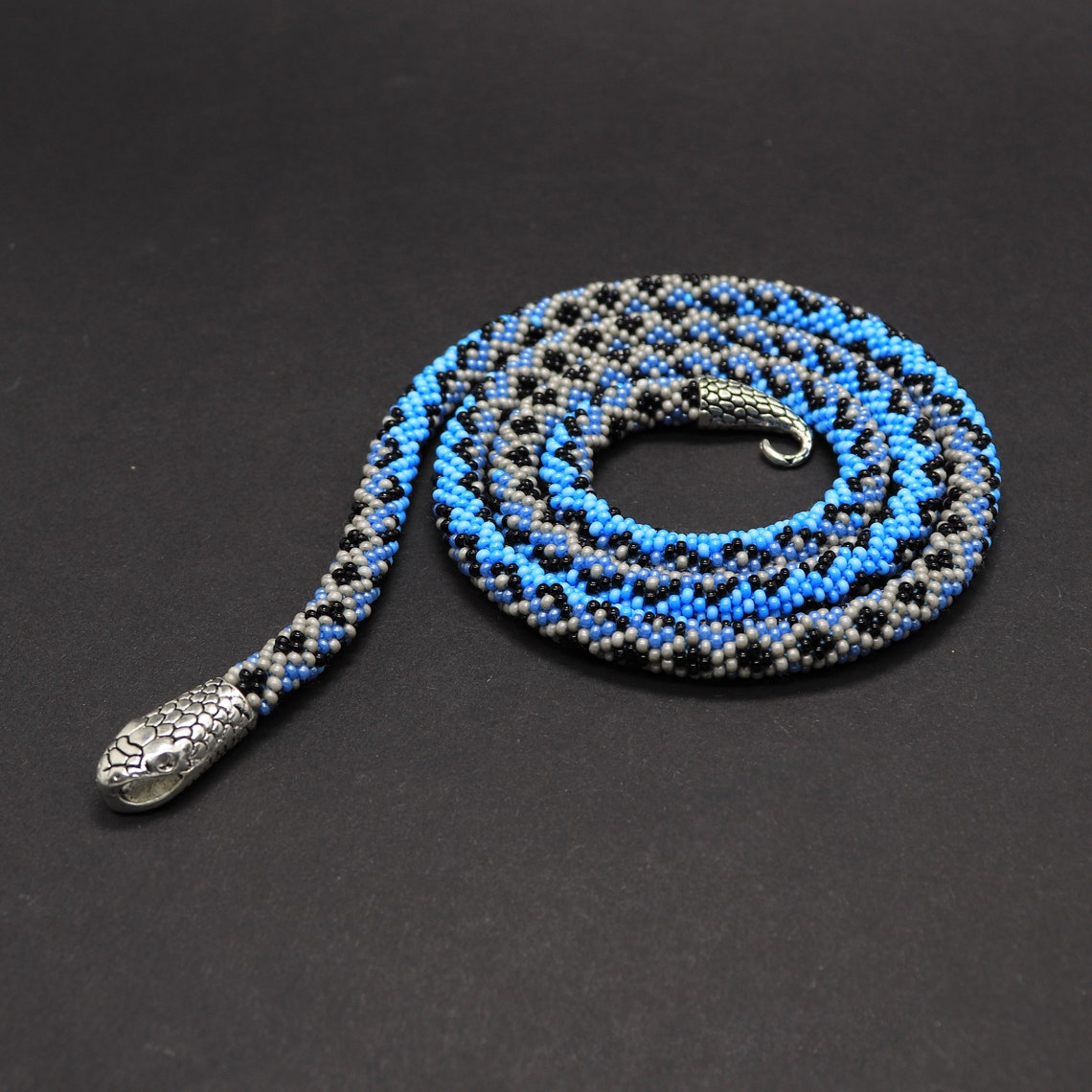 Bead Snake Necklace, Snake Choker, Ouroboros, Serpent Jewelry, Viper ...