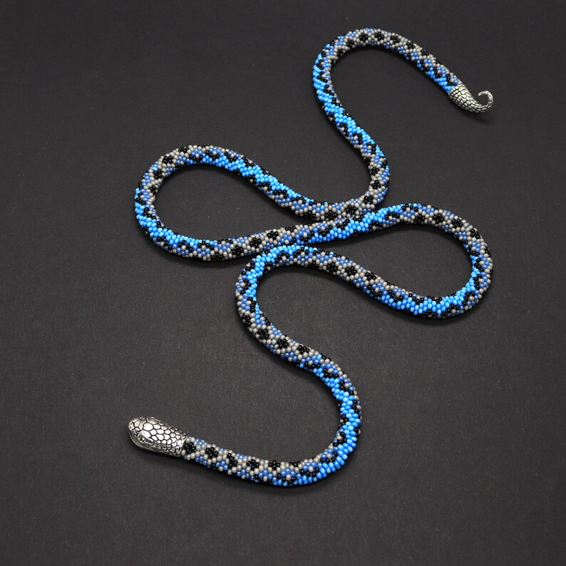 Bead Snake Necklace, Snake Choker, Ouroboros, Serpent Jewelry, Viper ...