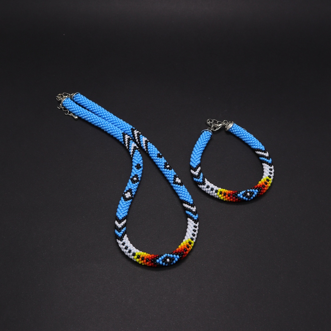 Native Americans Inspired Beaded Necklace and Bracelet, Native Beadwork ...