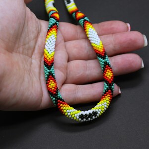 Native Americans Inspired Beaded Necklace Bead Crochet Choker Native ...
