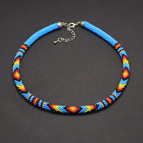 Native Americans Inspired Beaded Necklace Native Beadwork - Etsy