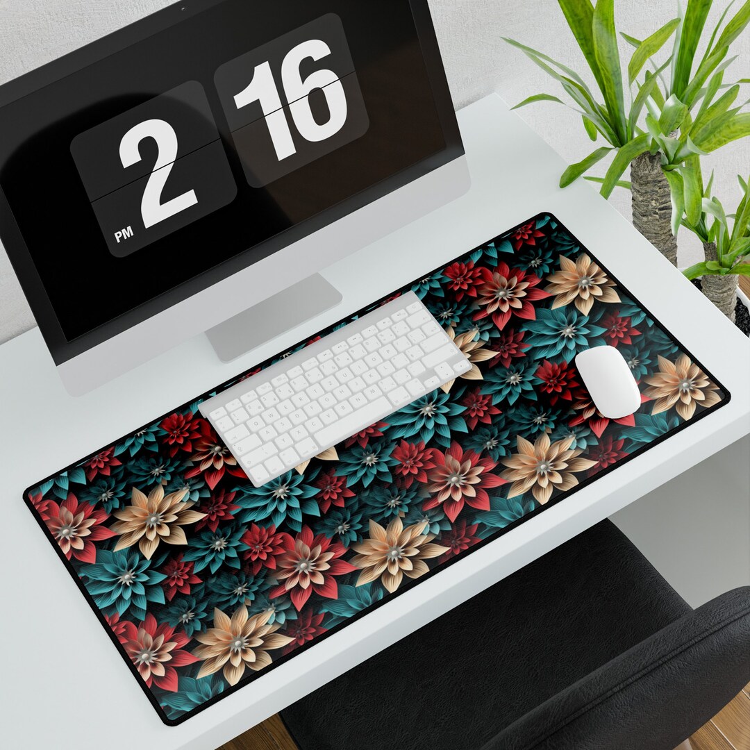 3D Floral Desk Mat, Botanical Computer Mat, Non-slip Desk Pad, Eco ...
