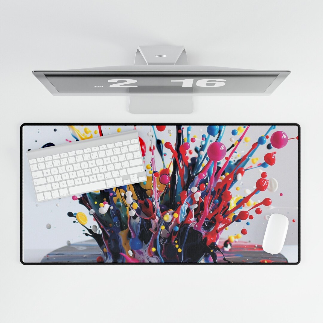 3D Paint Splatter Desk Mat, Colorful Desk Pad, Non-slip Desk Mat, Mouse ...