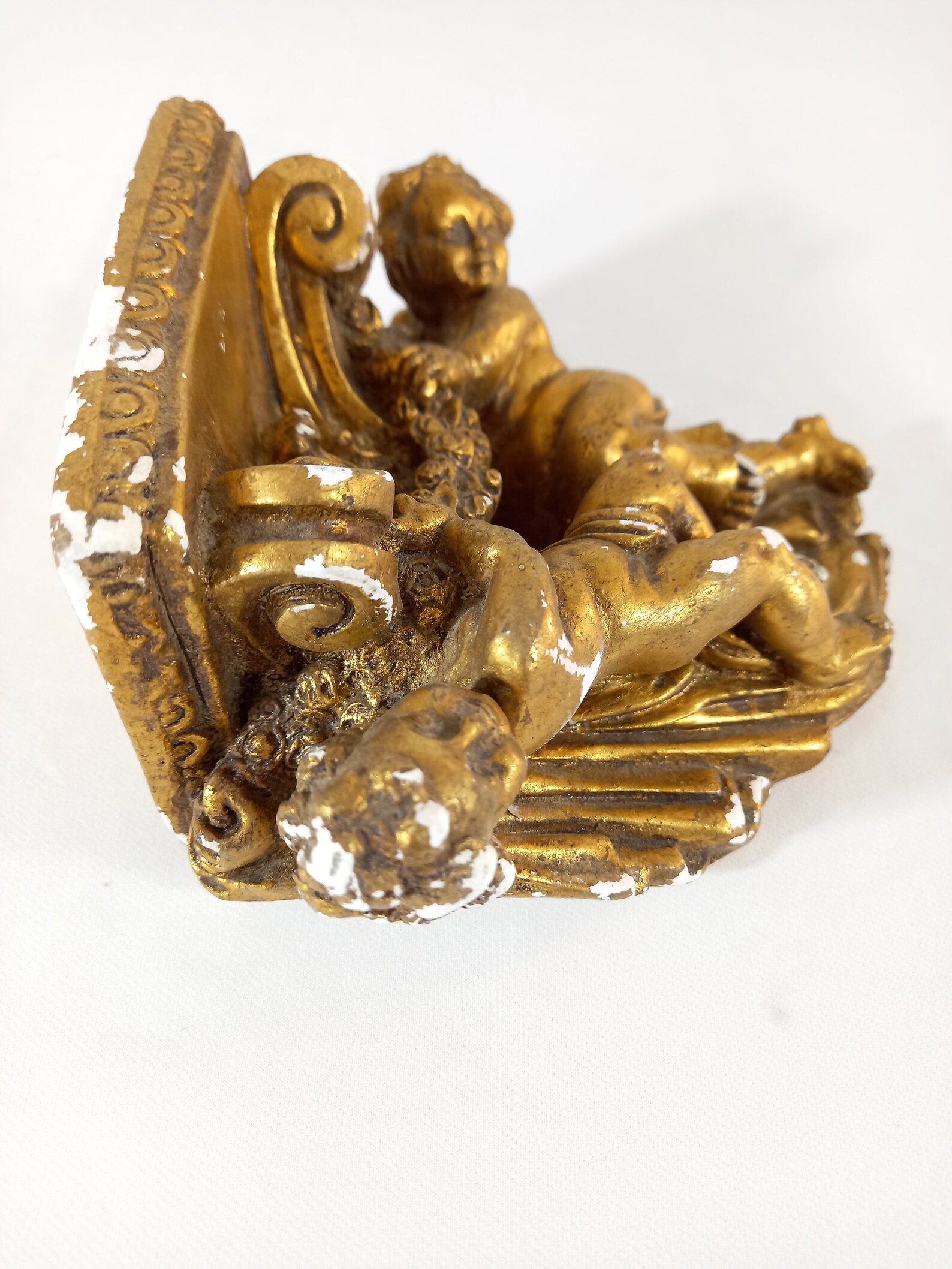 Small Gold Display Shelf - Hollywood Regency - Gold Cherub Wall Bracket ...