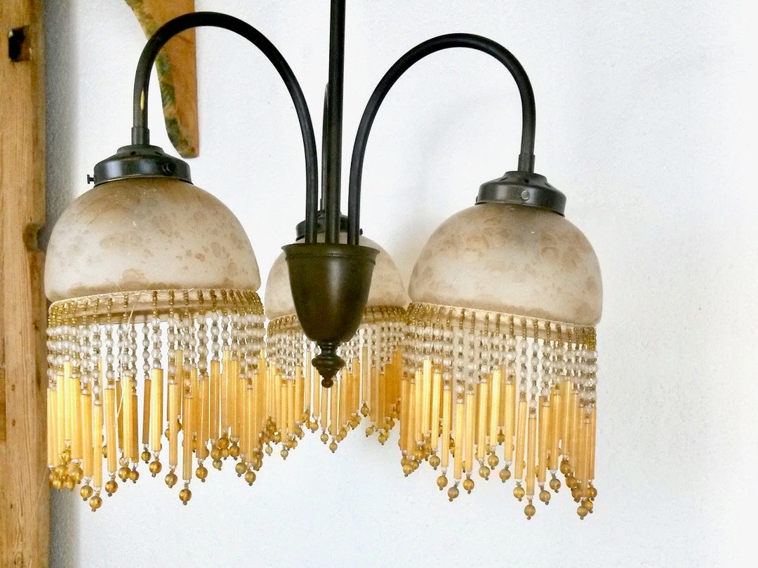 Artdeco Pedant Glass Fringes Light Glass Tube Fringe Lighting Flapper ...