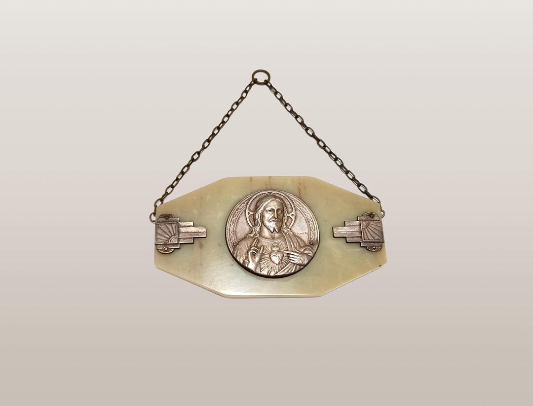 Small Early Century Catholic Wall Hanging - Devotional Relic - Sacred ...