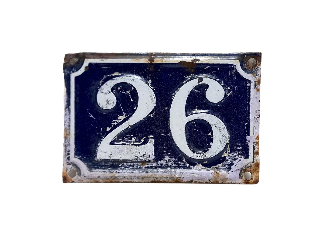 Antique House Number Sign 26 Blue and White Signs House Number French ...
