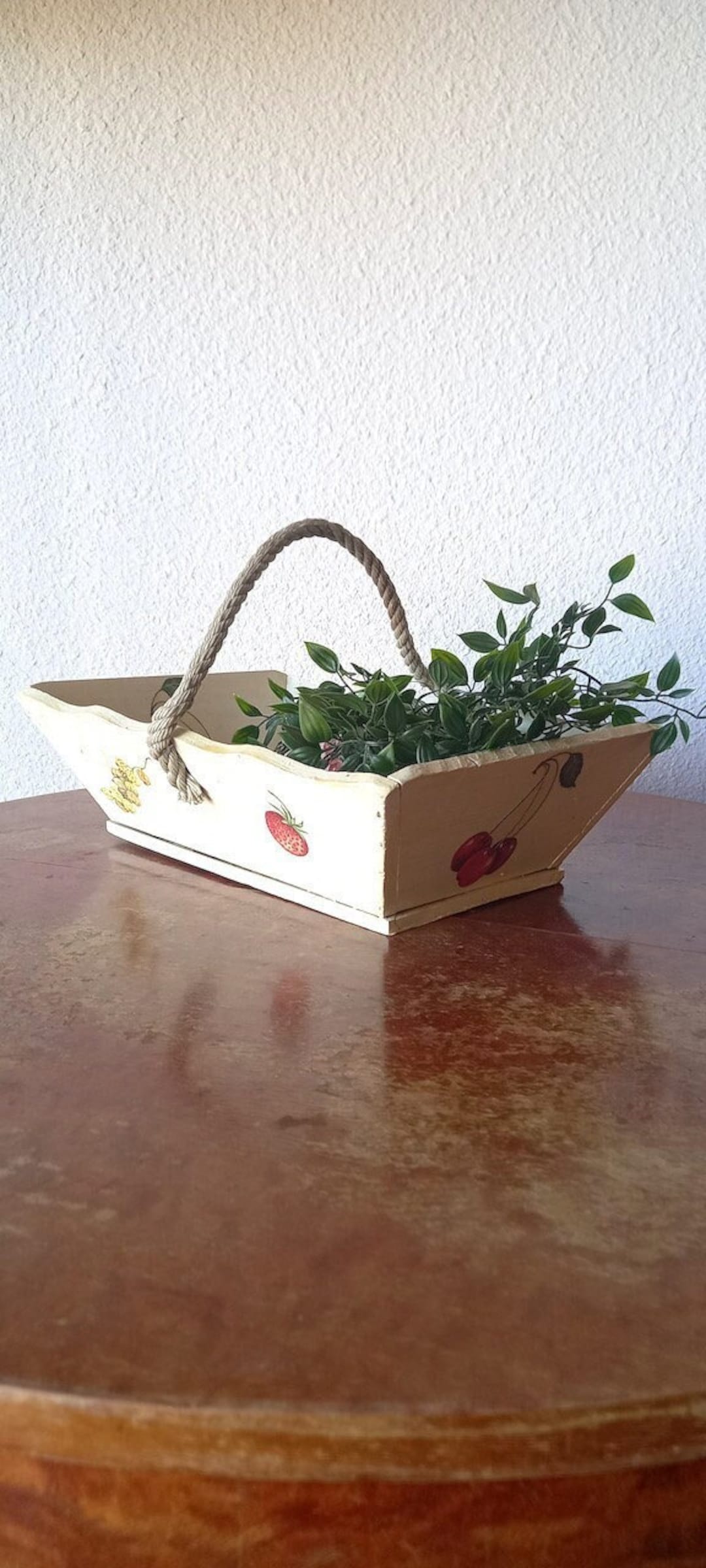 Wooden Carrying Basket Garden Tools Country Cottage Interiors White ...