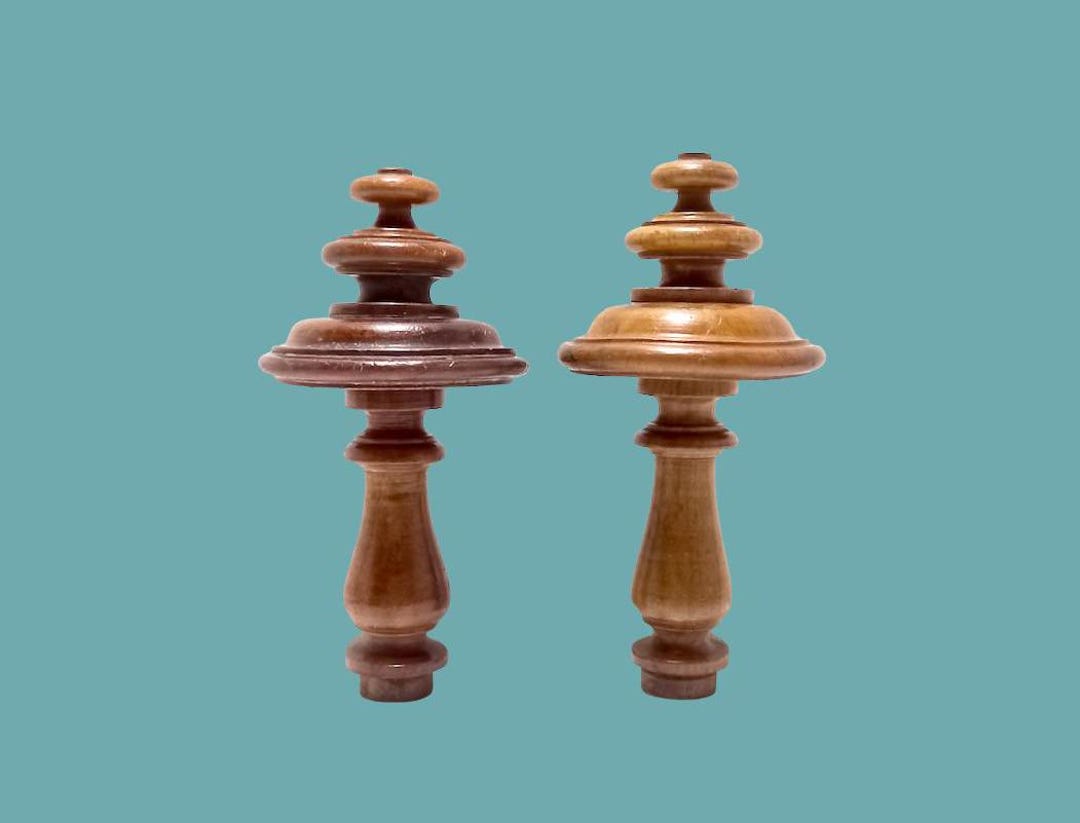 2 Elegant Tall Wooden Finials - Vintage Wooden Treen - Finial for ...