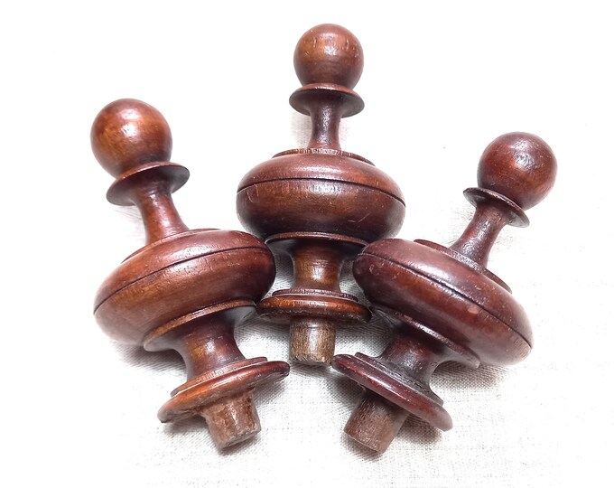 3 Wooden Finials 4.72 Turned Wooden Finials Finials Vintage French ...
