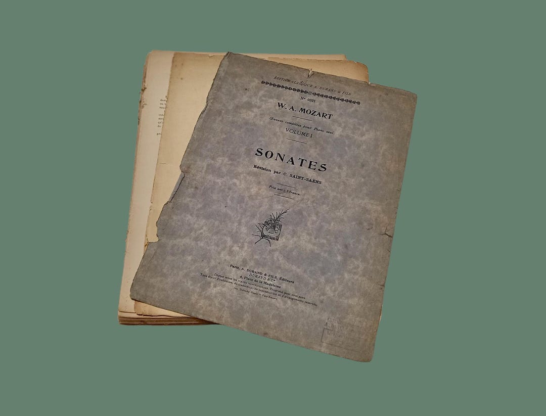 Antique Mozart Music Score - Volume 1 Sonatas for Piano Mozart - Large ...
