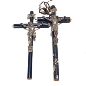 Lot of 5 Antique Skull N Cross Bones Crucifixes - Authentic Antique ...