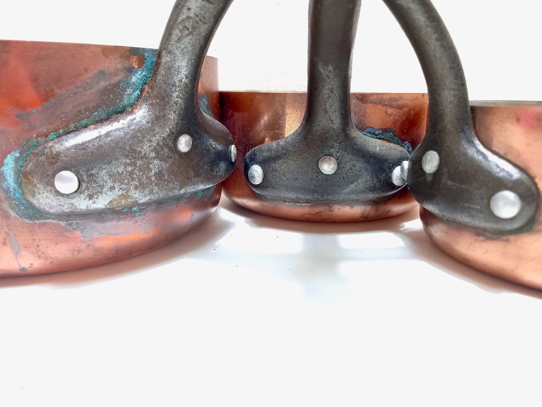 3 French Copper Pots Farmhouse Kitchen Copper Wall Display Pots ...