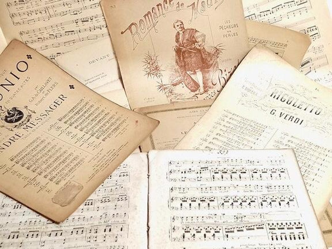 Lot Large Antique French Music Sheets - Crafting Paper - Paris - Music ...