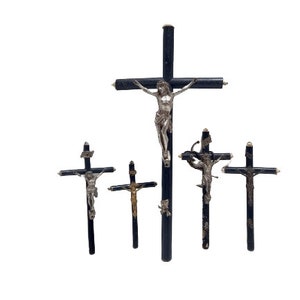 Lot of 5 Antique Skull N Cross Bones Crucifixes - Authentic Antique ...