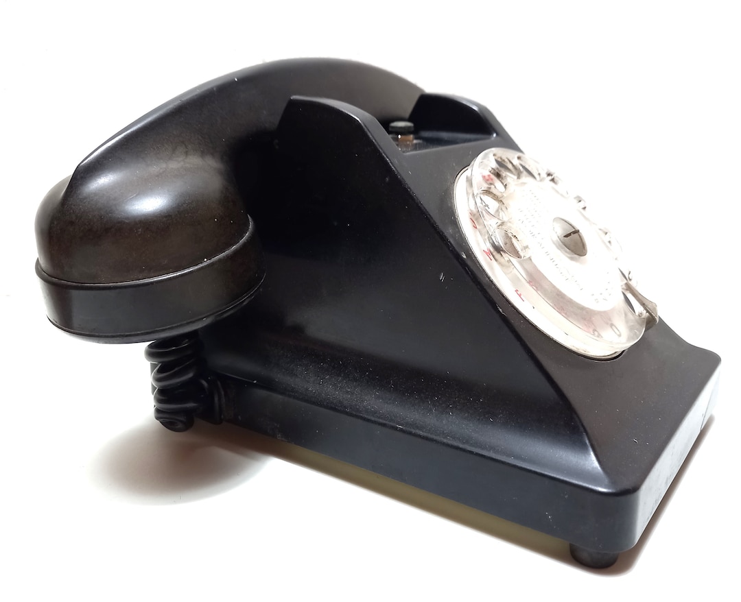 Early Century Black Bakelite Dial Telephone - Black Table Telephone ...