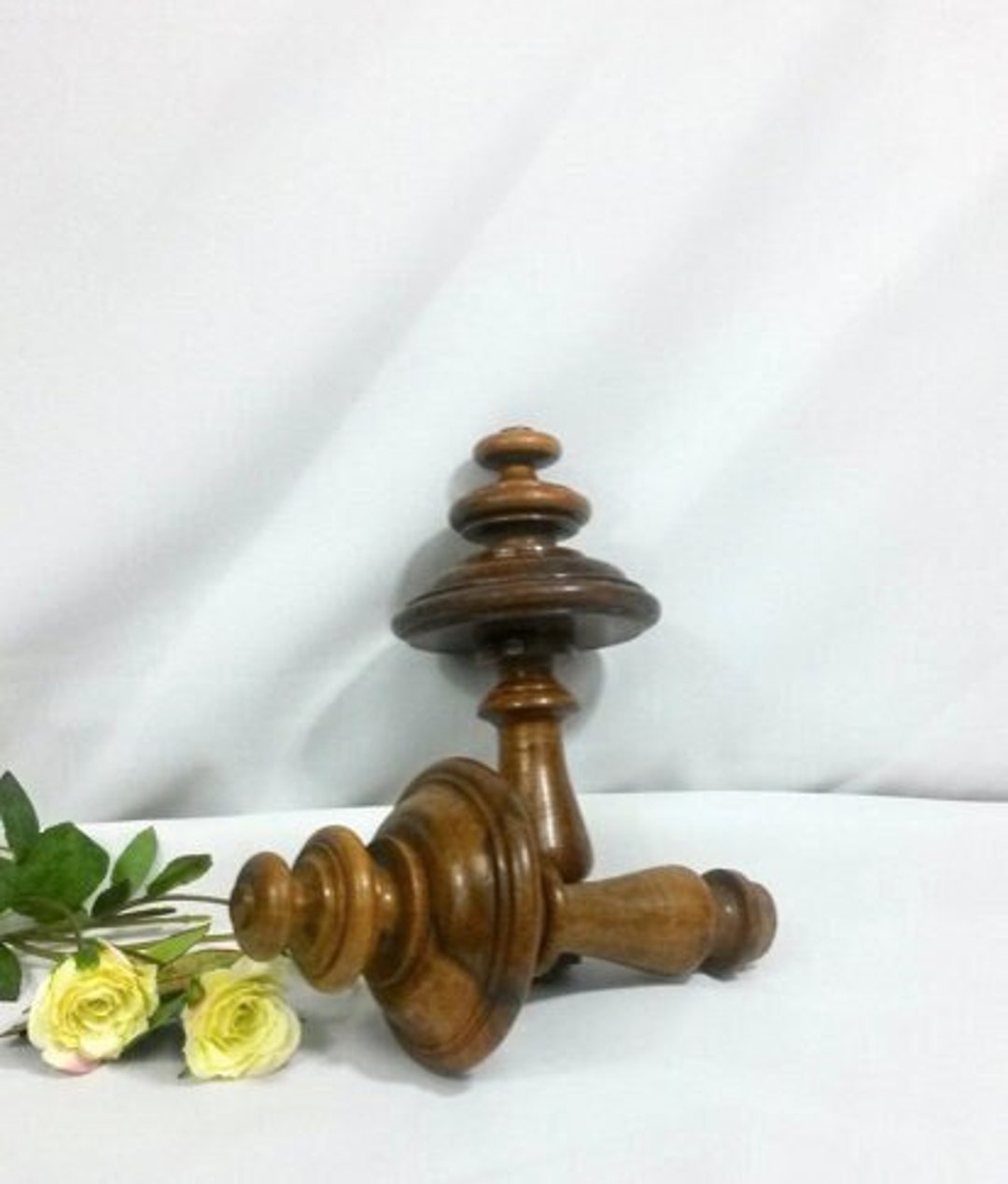 2 Elegant Tall Wooden Finials Vintage Wooden Treen Finial - Etsy