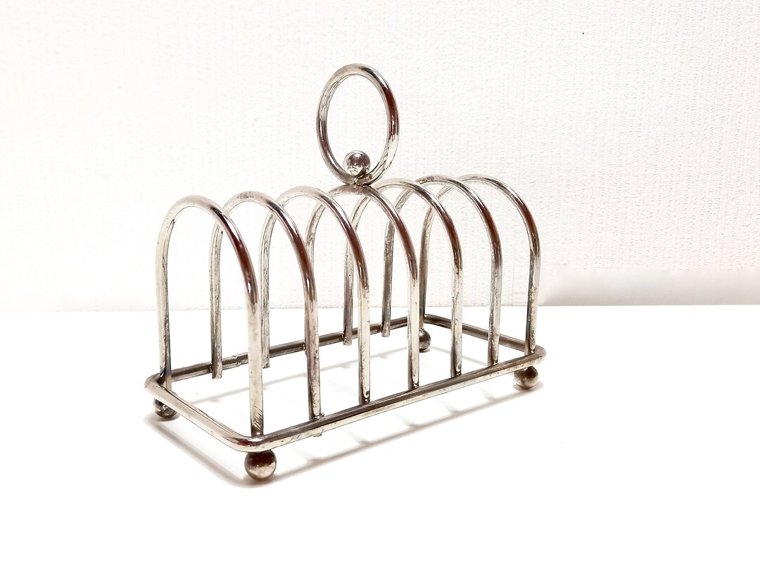 6 Slot Metal Chrome Toast Rack Metal Letter Holder Breakfast Tray ...