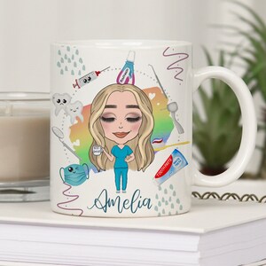 Personalised Caricature Dentist Mug - Personalised Dental Nurse Mug ...