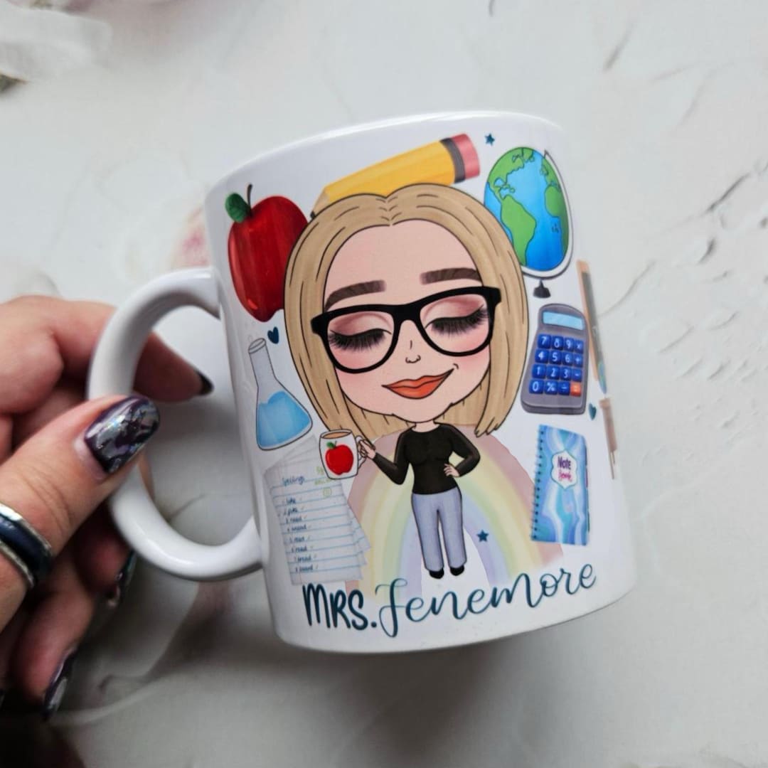 Personalised Teacher Mug - Caricature Teacher Gift - Newly Qualified ...