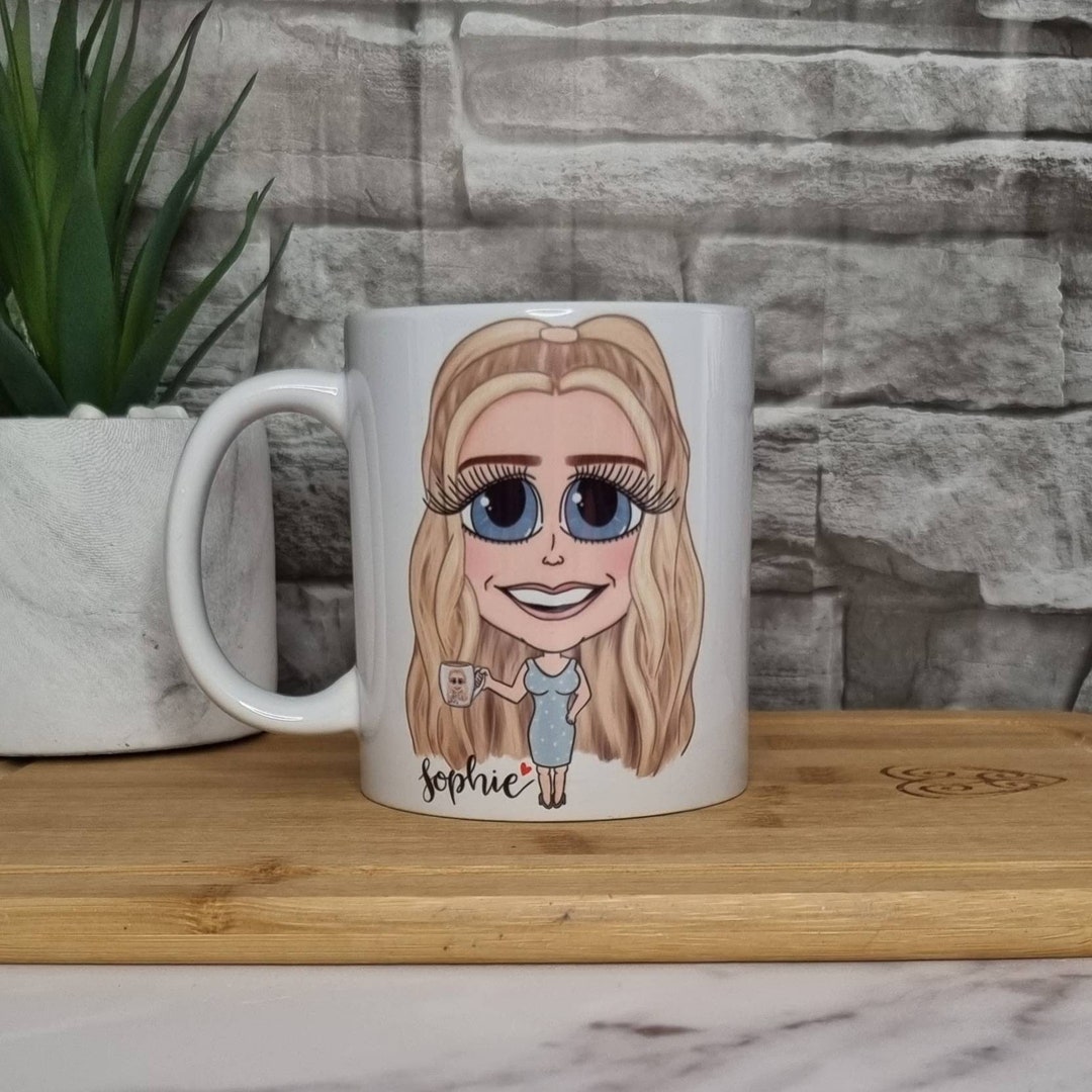 Personalised Caricature Mug - Character Mug - Digitally Hand Drawn Mug ...