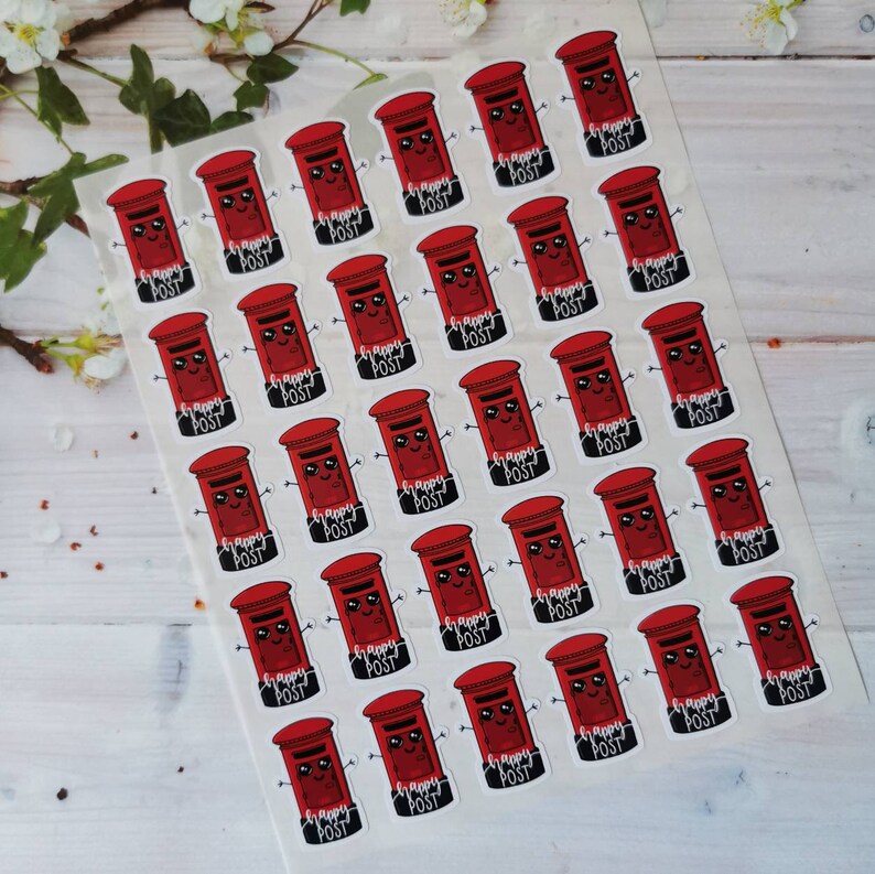 Cute Happy Post Stickers - Postbox Post Sticker - Etsy UK