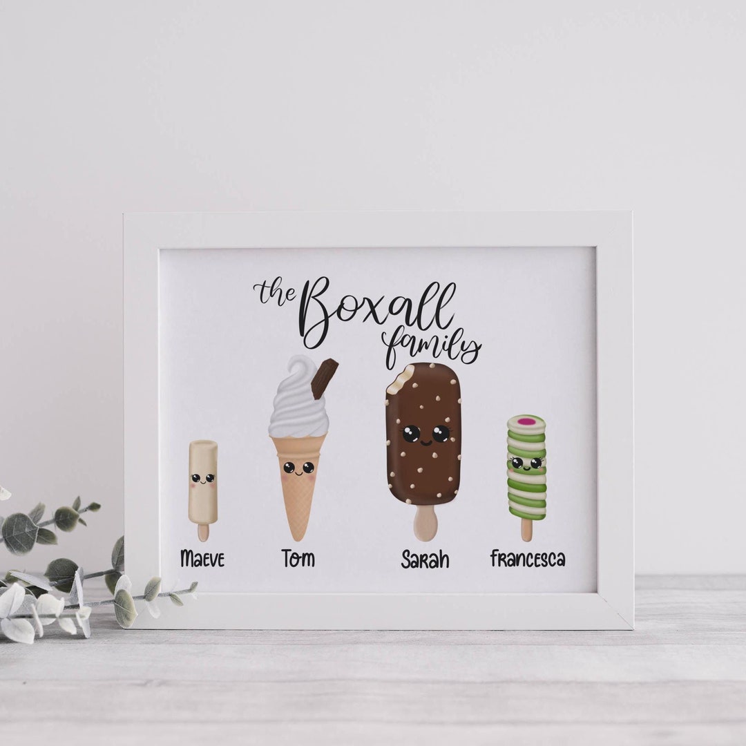 Personalized Ice Cream Family Portrait Print - Etsy UK