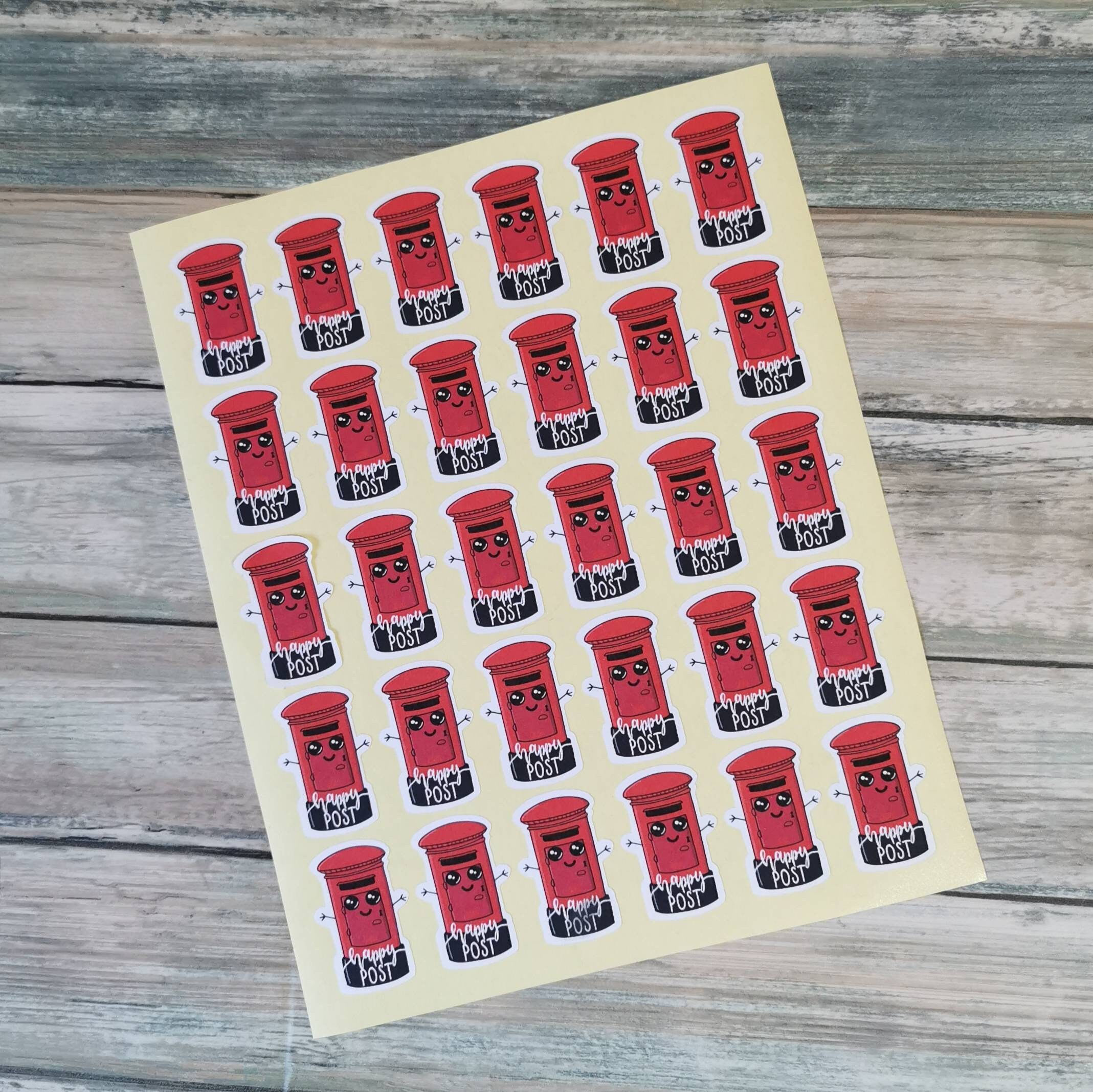 Cute Happy Post Stickers - Postbox Post Sticker - Etsy UK