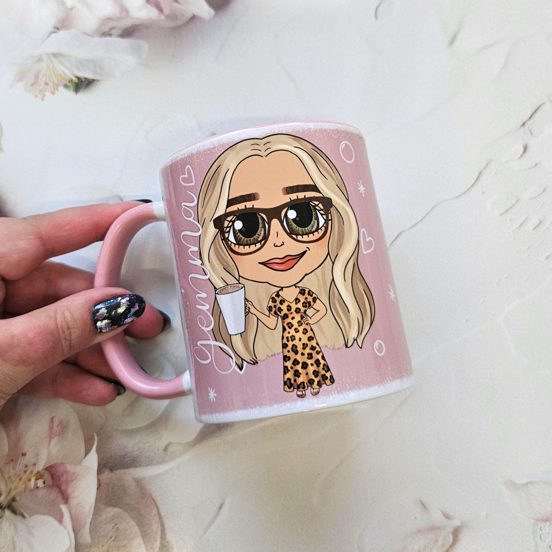 Personalised Caricature Mug -character Mug - Gift for Her - Mother’s ...
