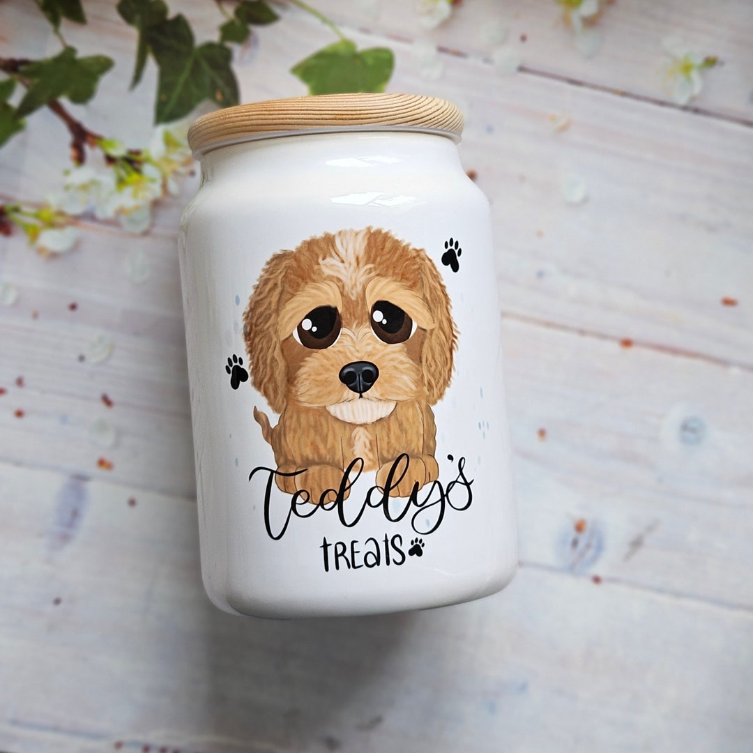 Personalised Ceramic Dog Treat Jar: Custom Cartoon Pet Design - Etsy UK