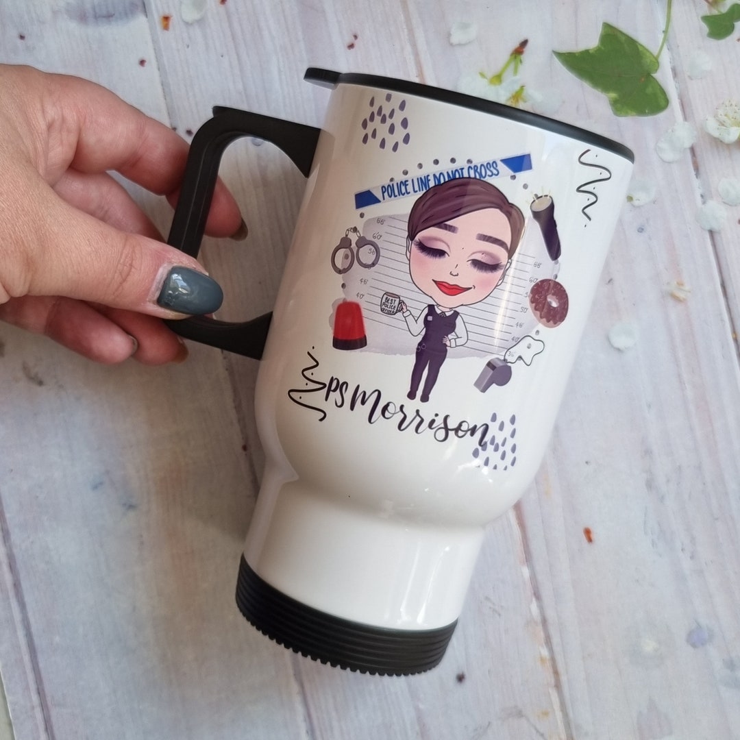Personalised Caricature Police Officer Travel Mug: Unique Police Gift ...