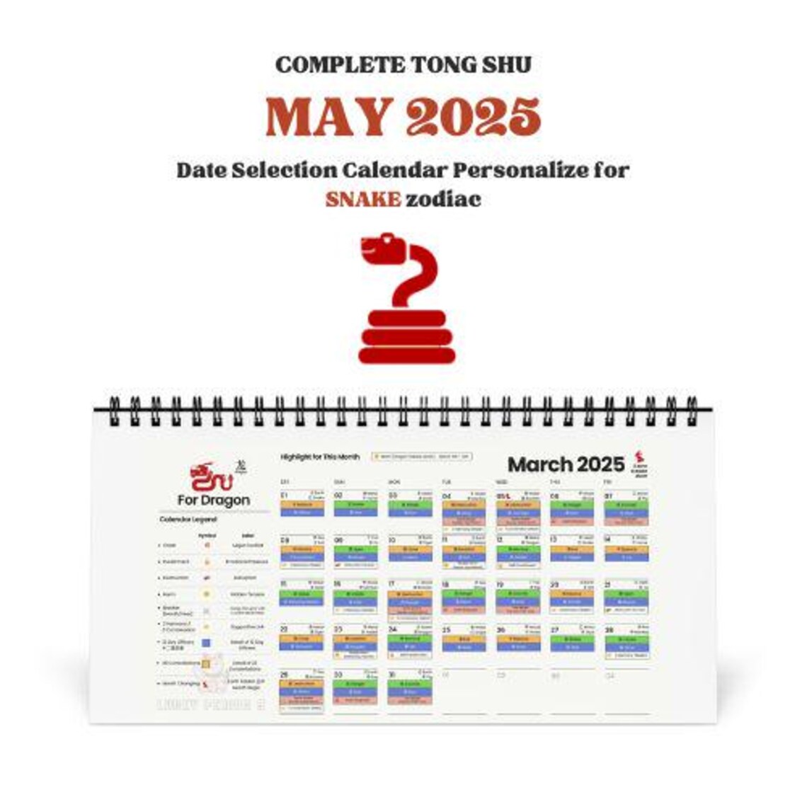 Printable Calendar Tong Shu Feng Shui Date Selection for Snake Zodiac ...