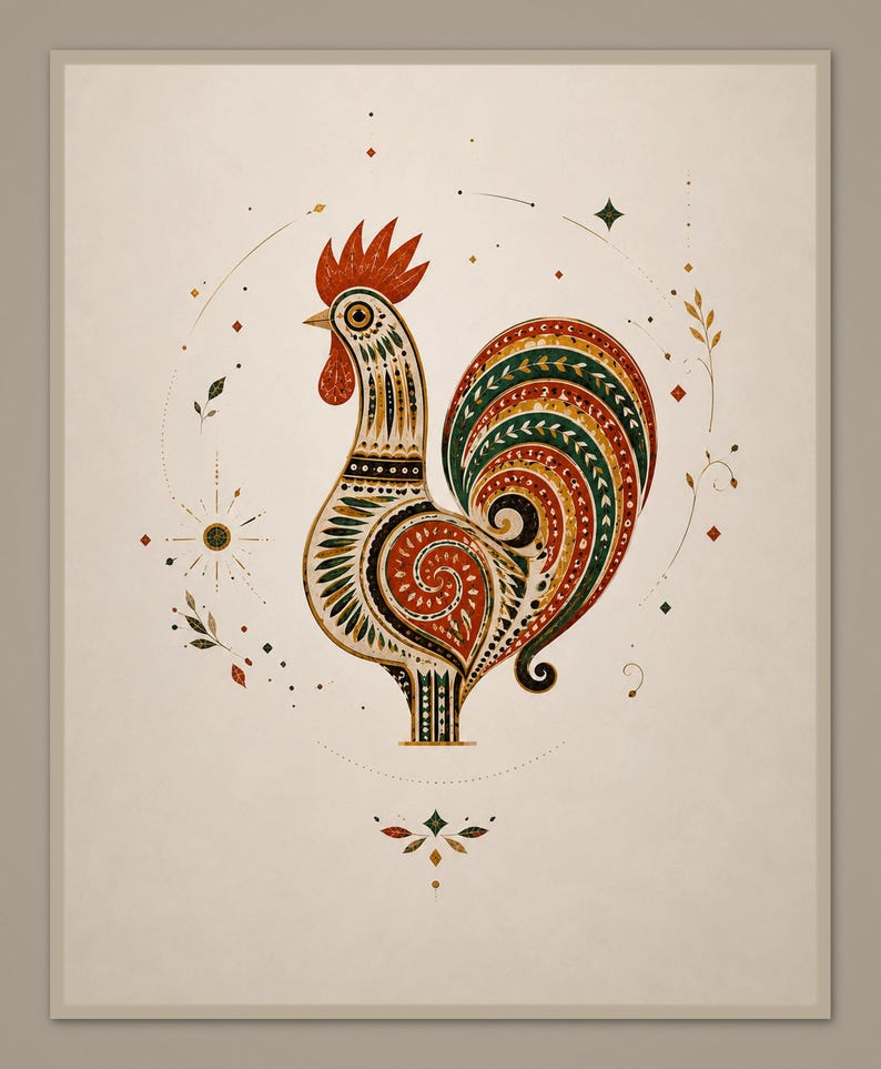 Ritual of Morning | Folk Rooster Printable Wall Art | Symbolic Myth ...