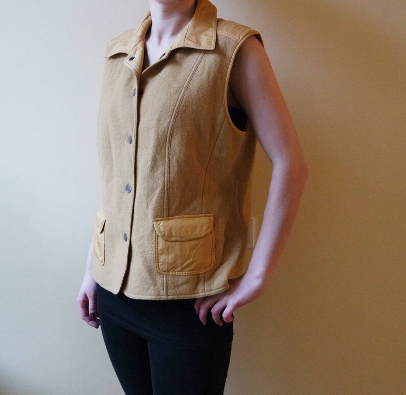 Vintage Yellow Reversible Vest Mustard Yellow Both Sides Wearable Warm ...