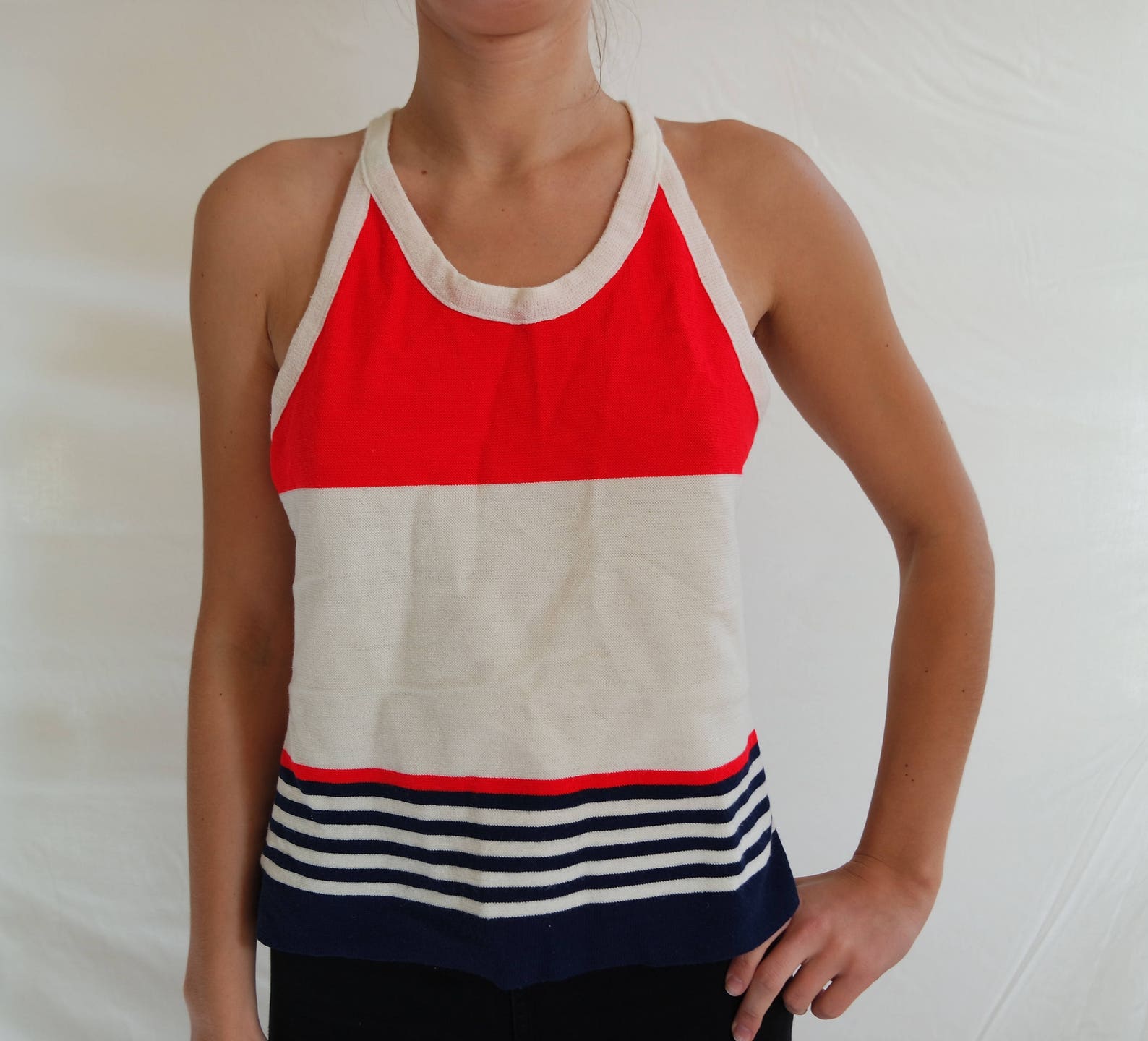 Vintage Sailors Top Sexy Back Woman Tank Top White Summer Top Sailors ...