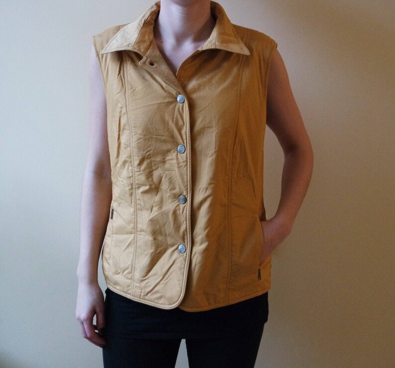 Vintage Yellow Reversible Vest Mustard Yellow Both Sides Wearable Warm ...