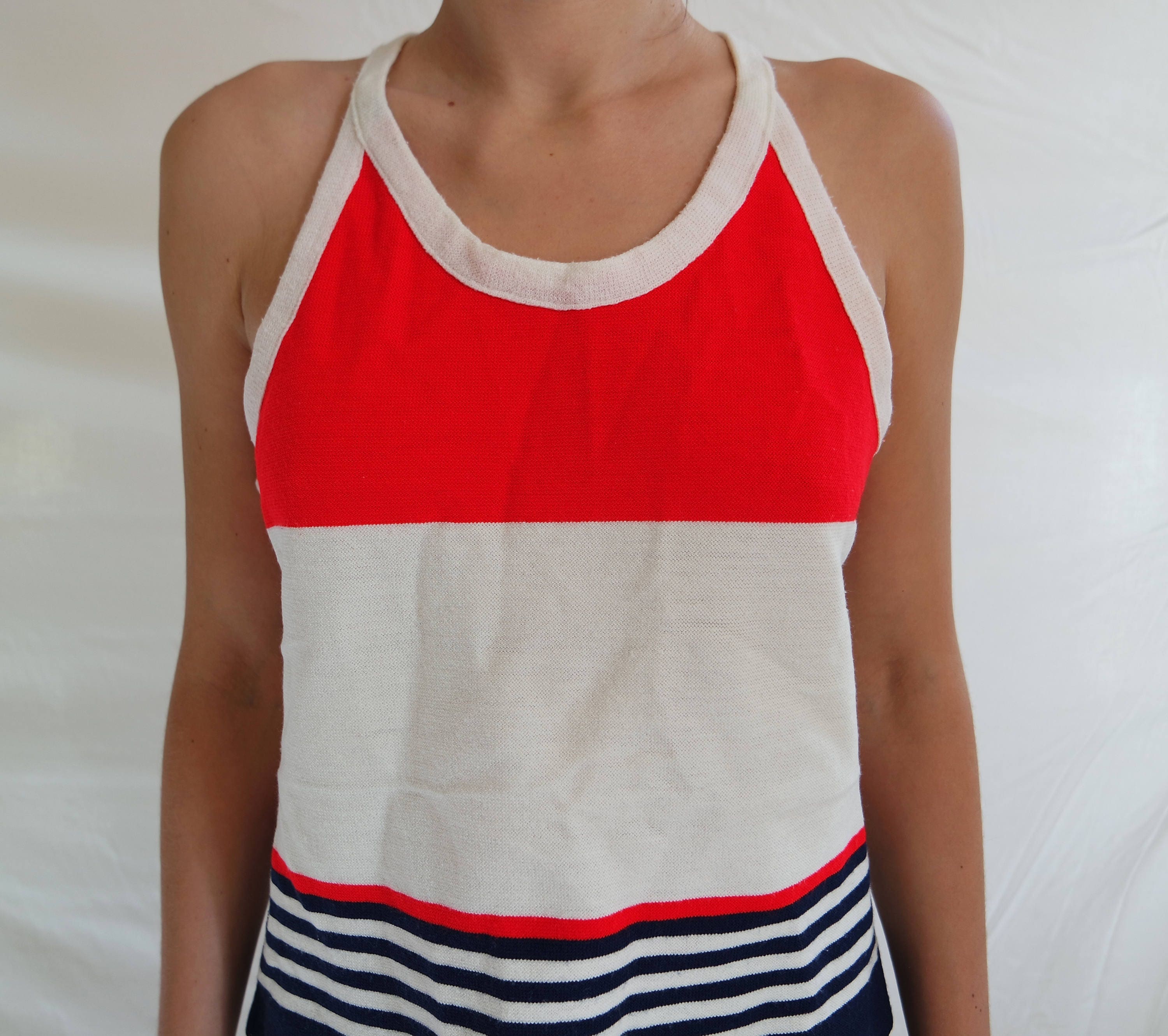 Vintage Sailors Top Sexy Back Woman Tank Top White Summer Top Sailors ...