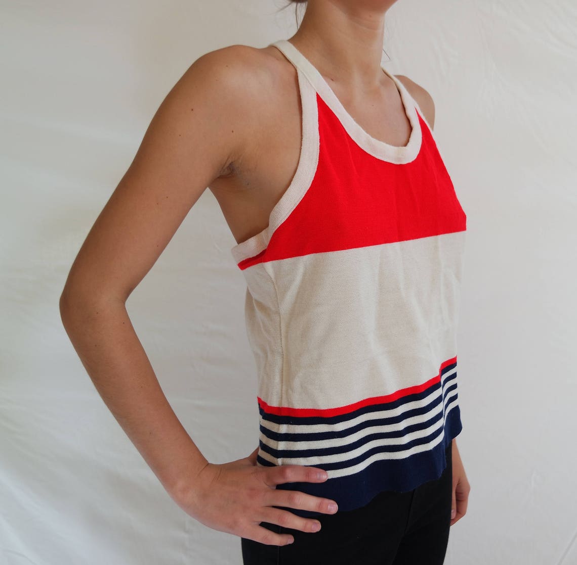 Vintage Sailors Top Sexy Back Woman Tank Top White Summer Top Sailors ...