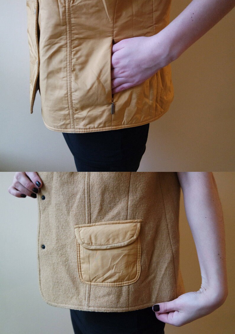 Vintage Yellow Reversible Vest Mustard Yellow Both Sides Wearable Warm ...