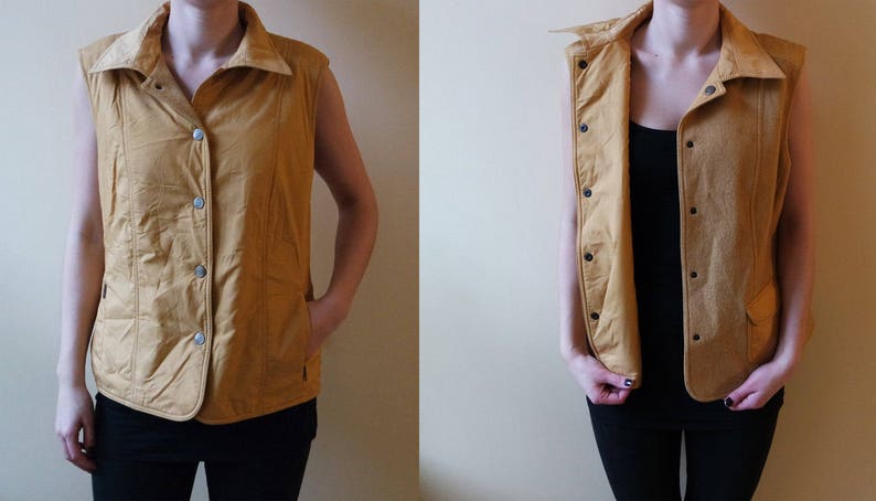 Vintage Yellow Reversible Vest Mustard Yellow Both Sides Wearable Warm ...