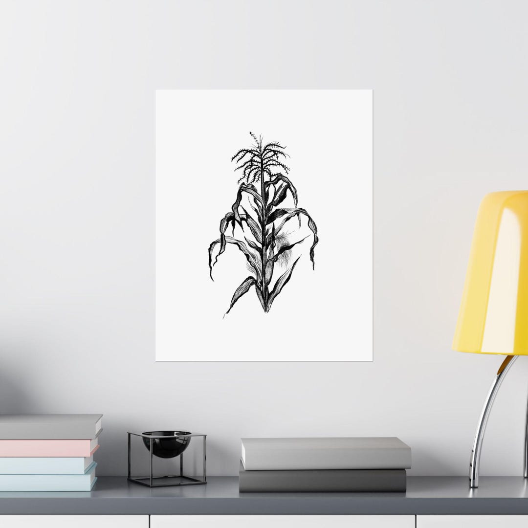 Vertical Maize Art Print, Corn Plant Matte Poster, Kitchen Wall Decor ...