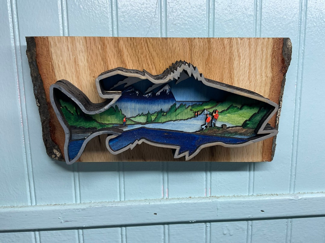 Bass Fisherman Fish-layered Art - Etsy